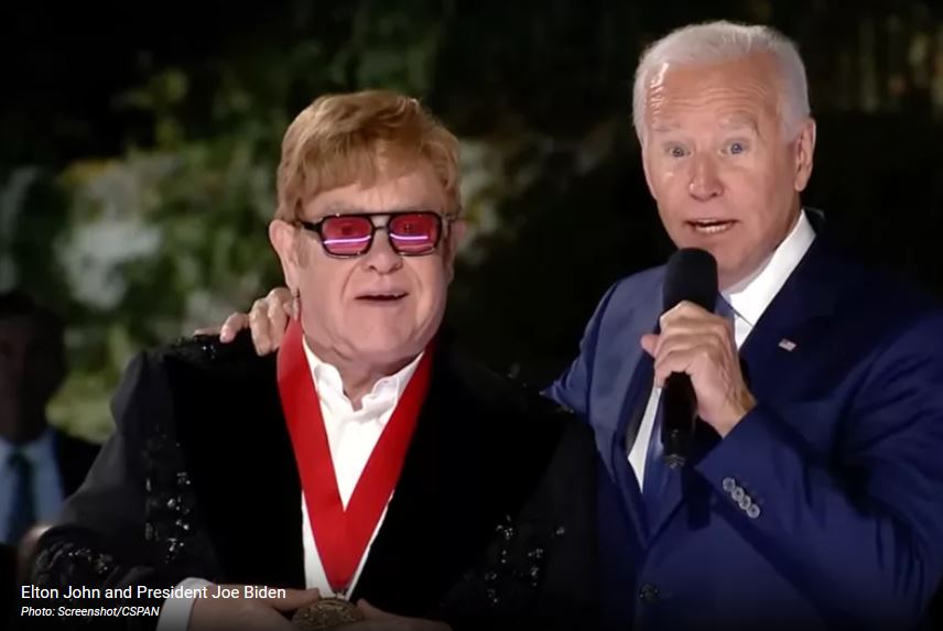 President Biden Surprised Elton John With The National Humanities Medal